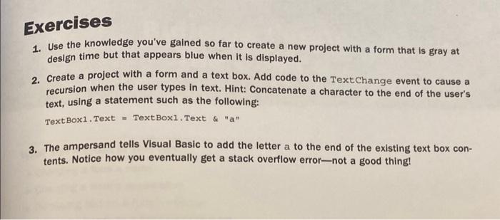 Solved Exercises 1. Use the knowledge you've gained so far | Chegg.com