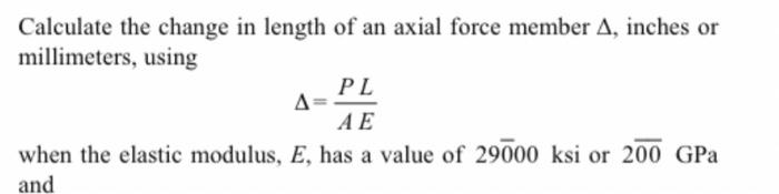 Solved Calculate the change in length of an axial force | Chegg.com