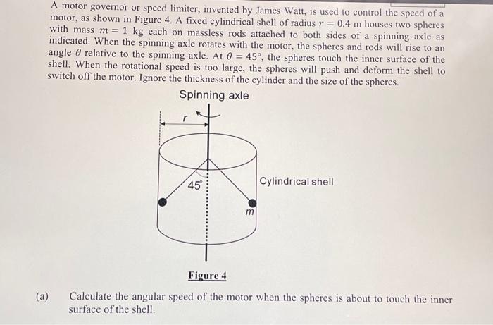 Solved A motor governor or speed limiter, invented by James | Chegg.com