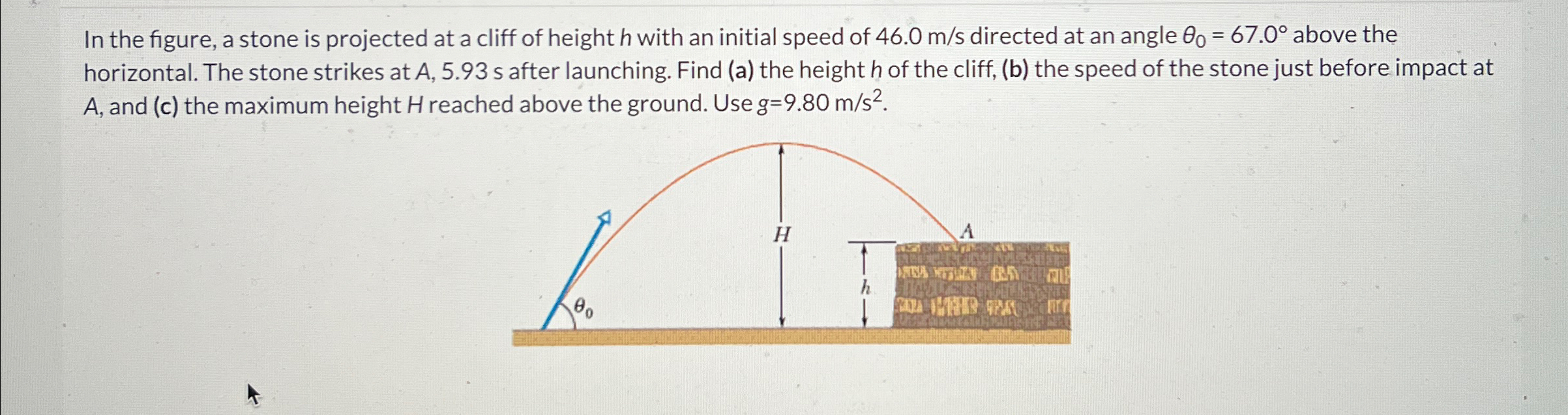 Solved In the figure, a stone is projected at a cliff of | Chegg.com