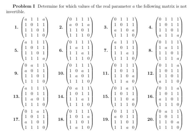 Solved Problem I Determine for which values of the real | Chegg.com
