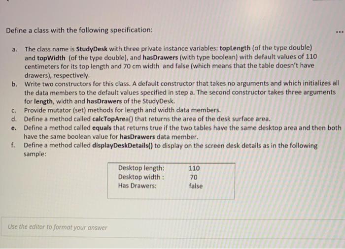 Solved Define a class with the following specification: a. | Chegg.com