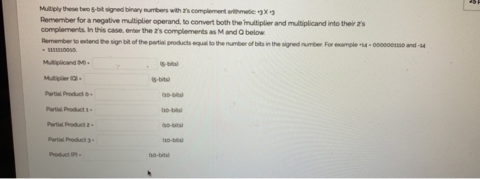 Solved Multiply these two 5-bit signed binary numbers with | Chegg.com