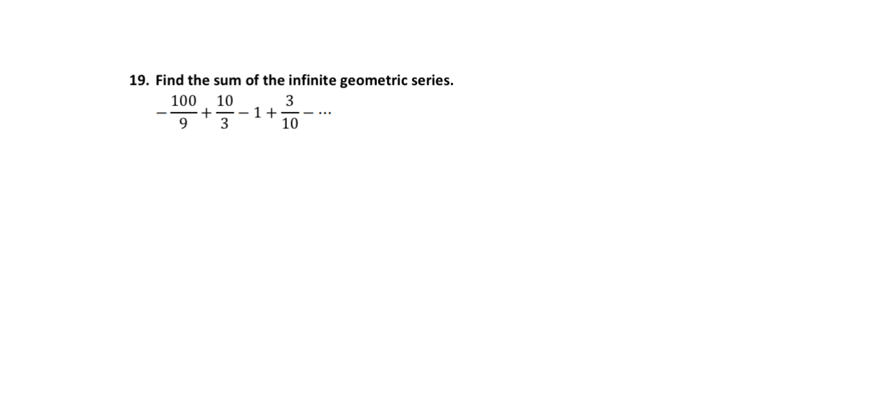 Solved Find the sum of the infinite geometric | Chegg.com