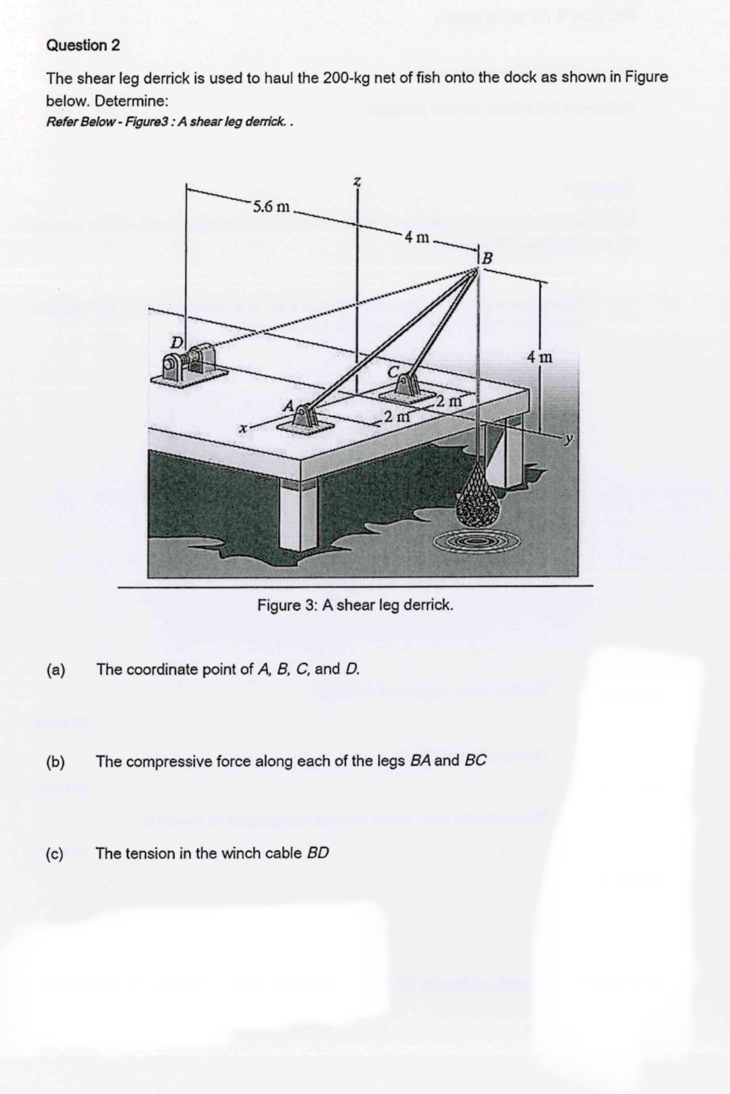 Solved Question 2The shear leg derrick is used to haul the | Chegg.com