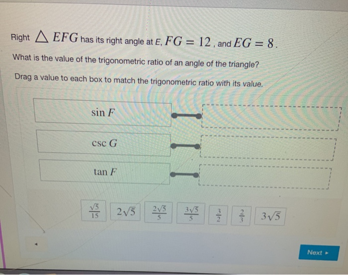 Solved Right A EFG has its right angle at E, FG = 12 , and | Chegg.com