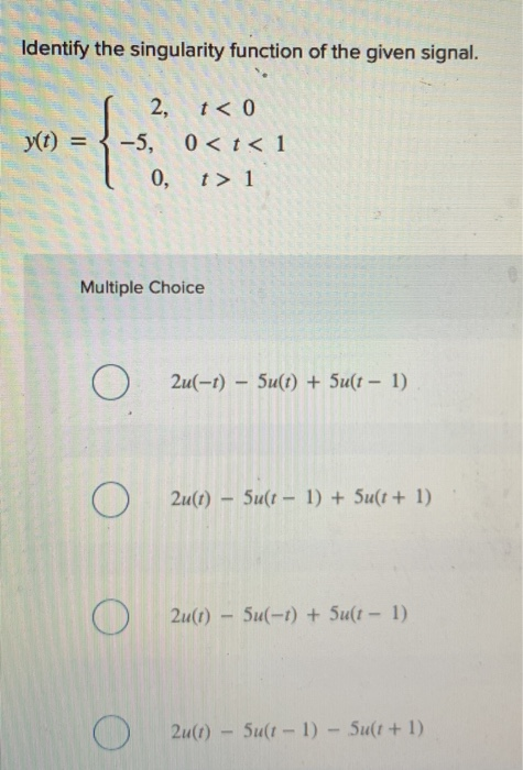Solved Identify the singularity function of the given | Chegg.com