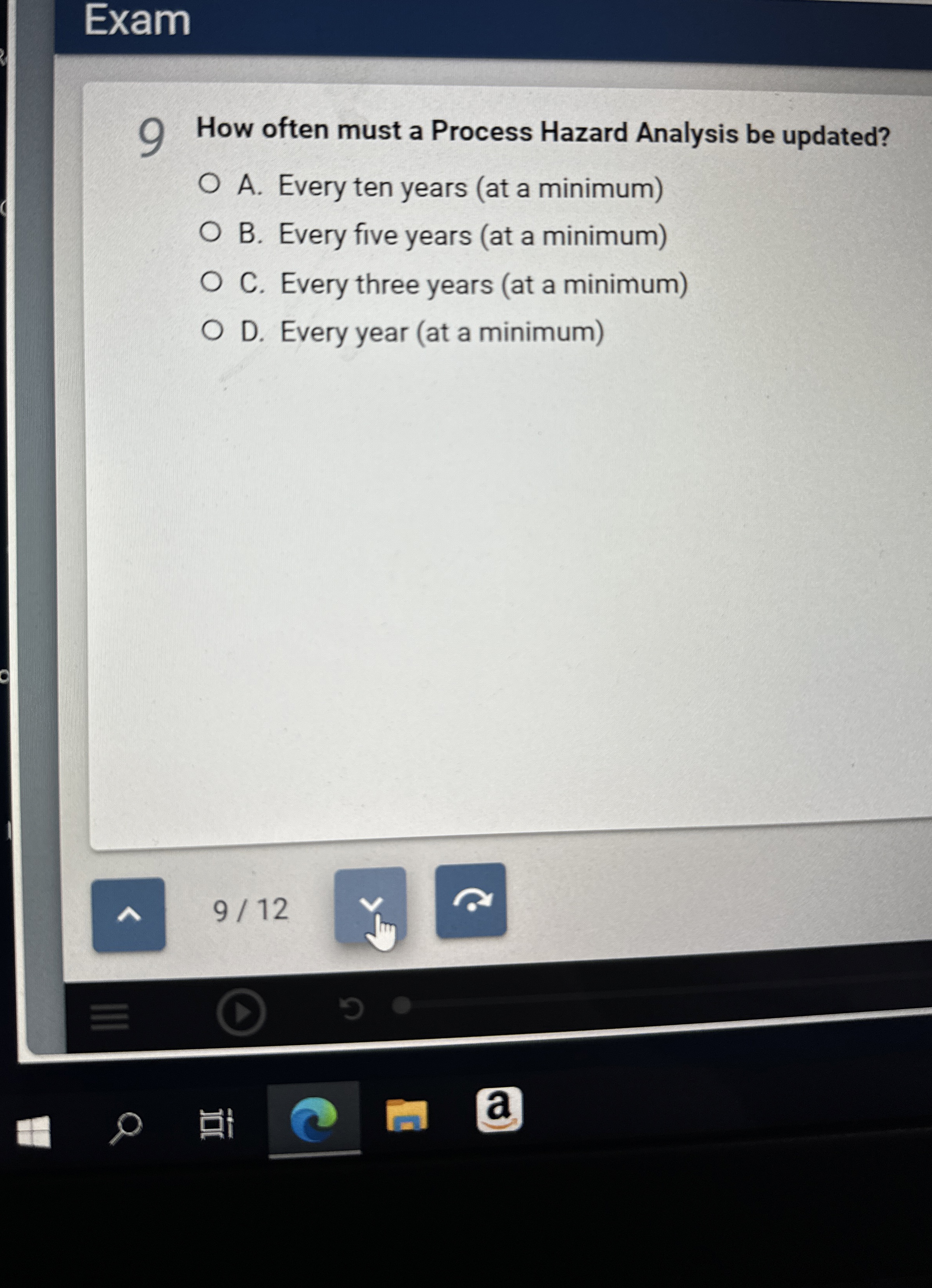 Solved Exam9 ﻿How often must a Process Hazard Analysis be | Chegg.com