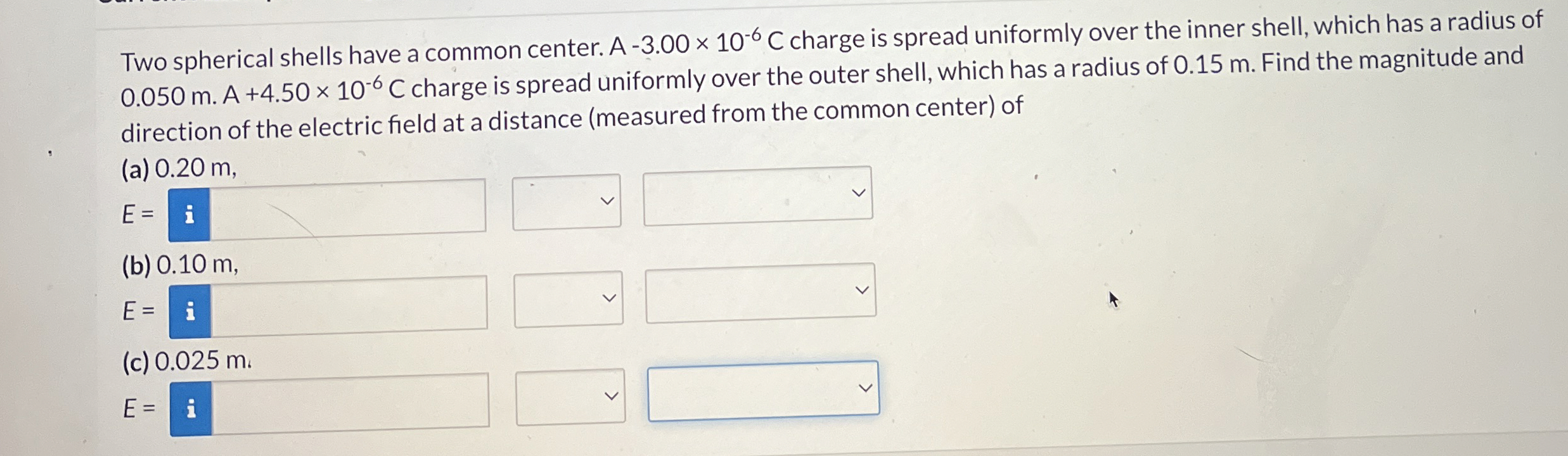 Solved Two spherical shells have a common center. A | Chegg.com