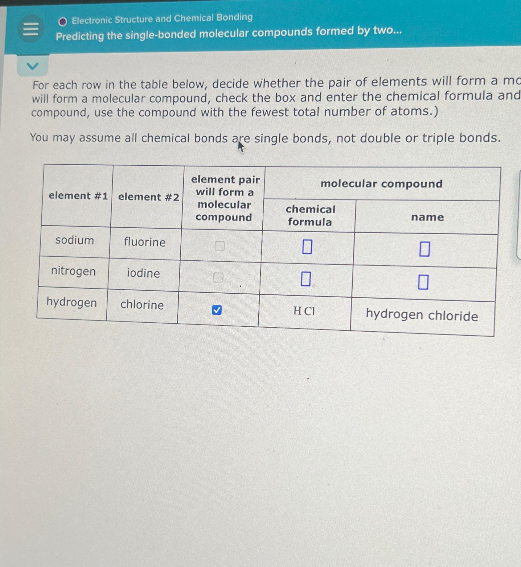 Solved Electronic Structure and Chemical BondingPredicting | Chegg.com