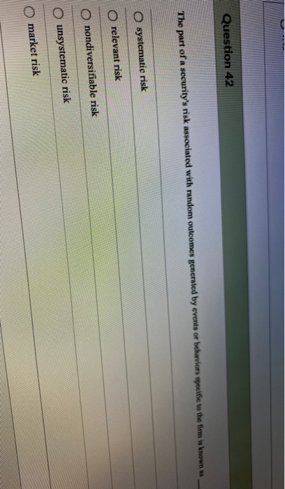 Solved Question 42 The part of a security's risk associated | Chegg.com