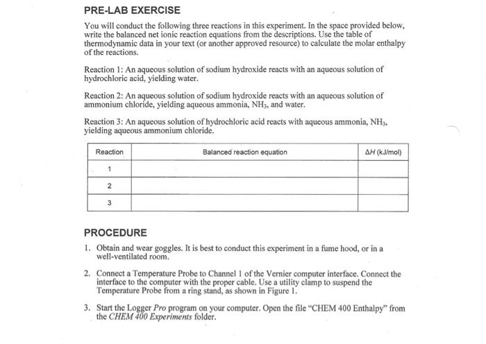 Solved PRE-LAB EXERCISE You will conduct the following three | Chegg.com
