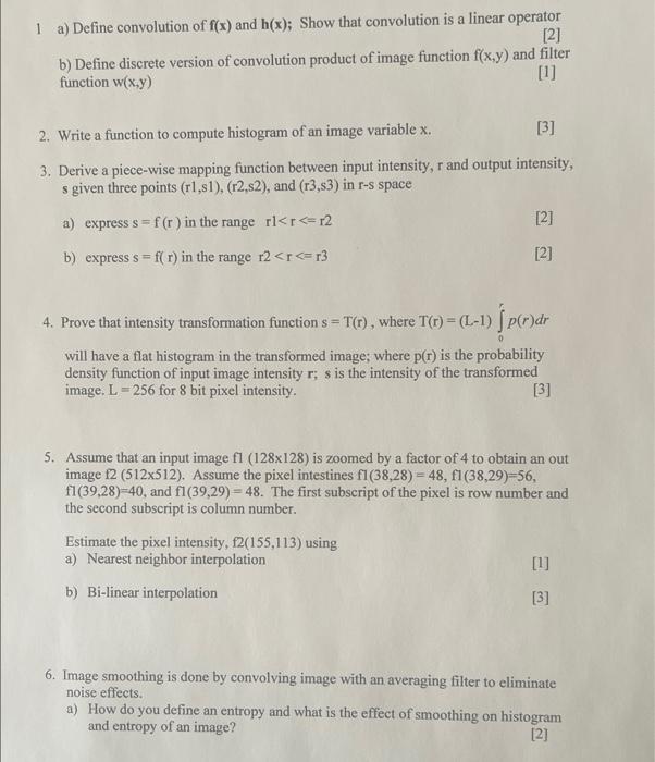 1 a) Define convolution of f(x) and h(x); Show that | Chegg.com