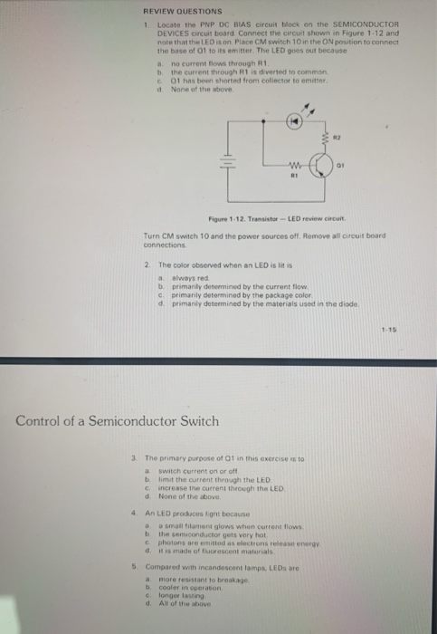 Solved REVIEW QUESTIONS 1. Locate the PNP DC BIAS circuit | Chegg.com