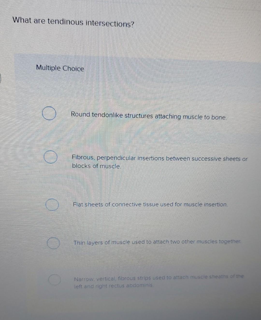 Solved What are tendinous intersections? Multiple Choice | Chegg.com