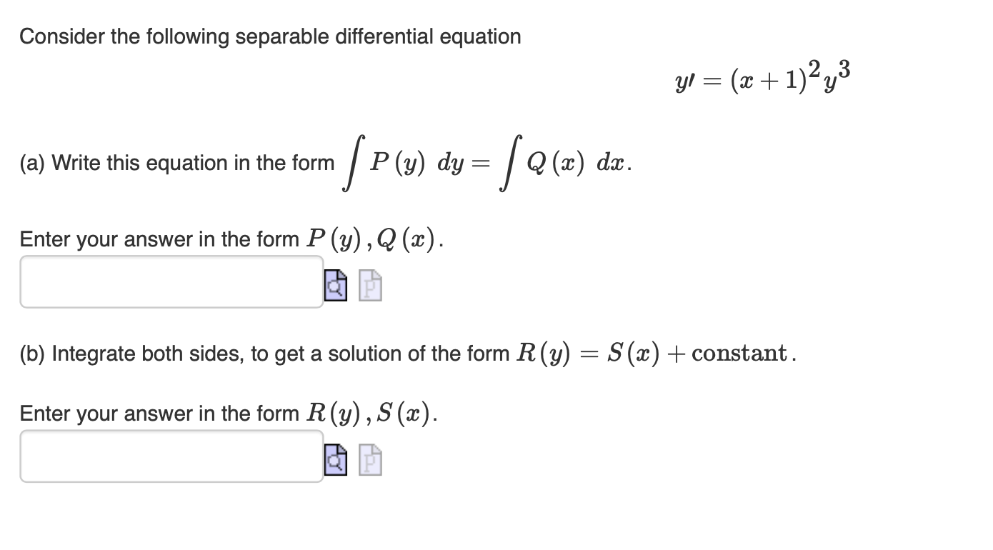 Solved Consider The Following Separable Differential