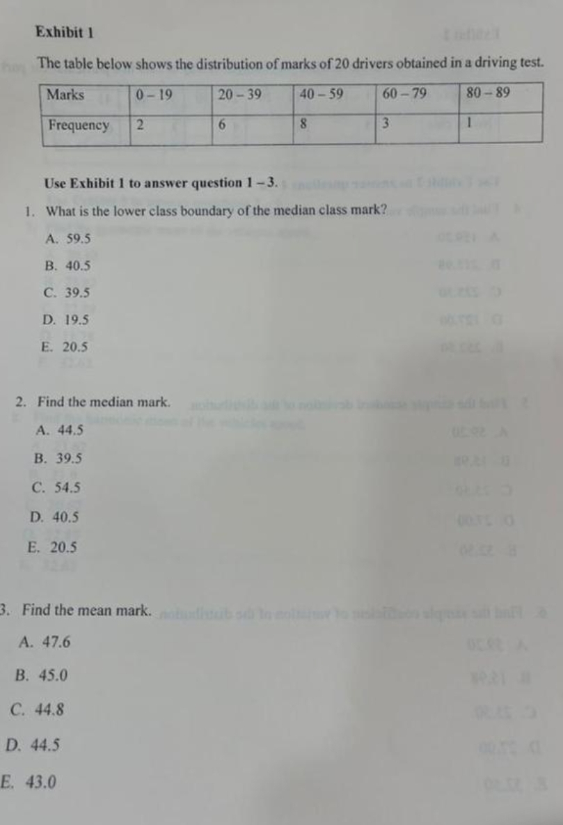 Solved Exhibit 1The table below shows the distribution of | Chegg.com