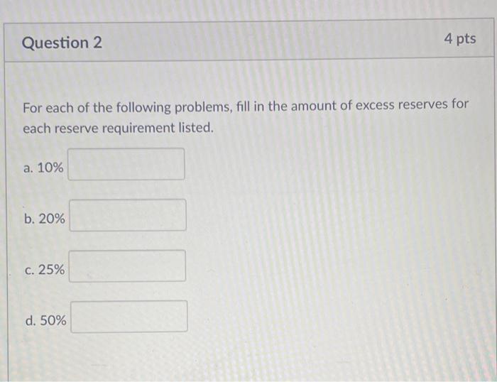 For each of the following problems, fill in the | Chegg.com