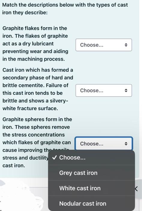 Solved Match the descriptions below with the types of cast | Chegg.com