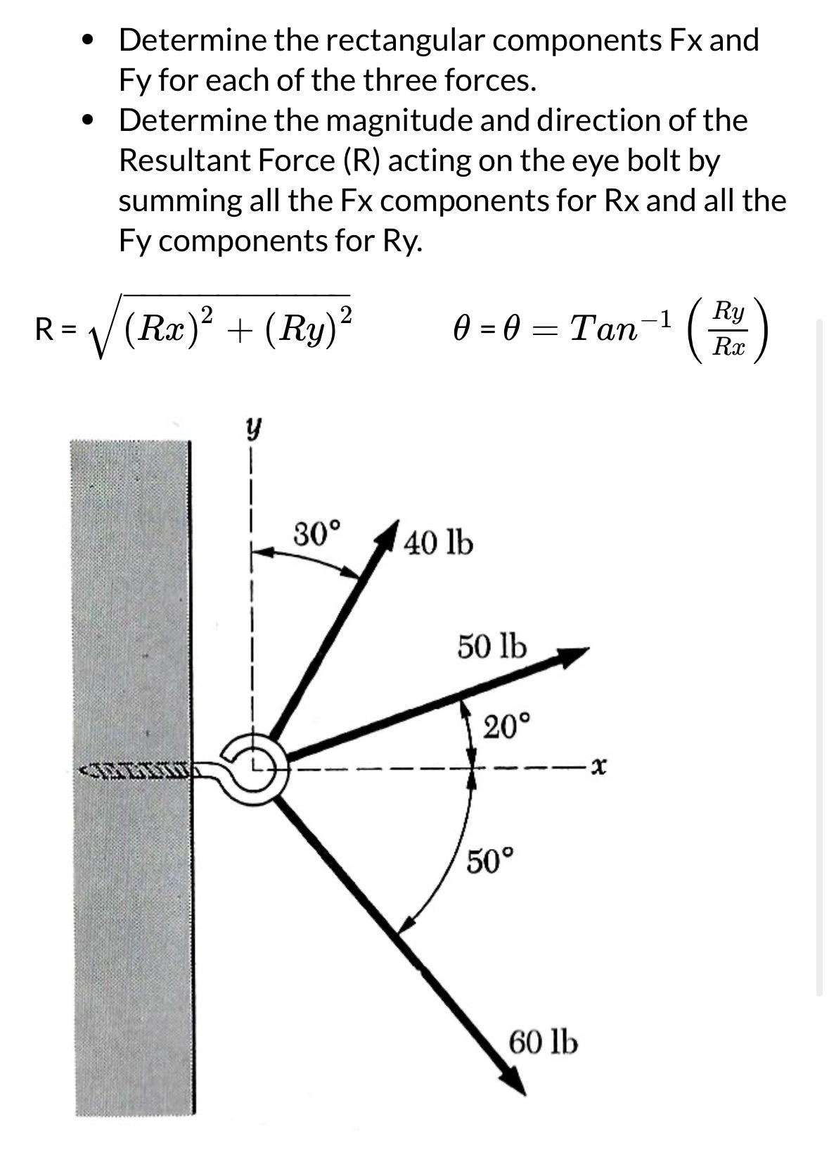 Solved Determine the rectangular components Fx and Fy for | Chegg.com