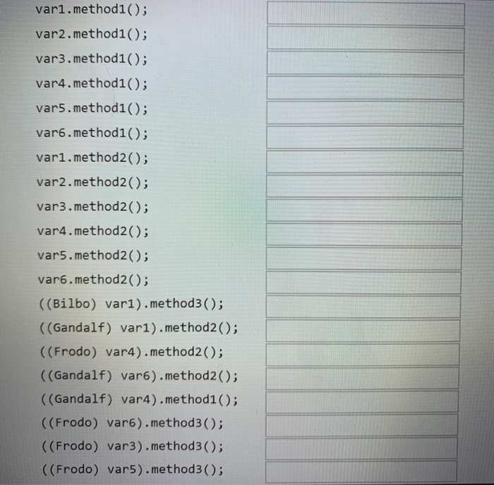 Solved FrodoGandalfBilboGollum Language/Type: Java classes | Chegg.com