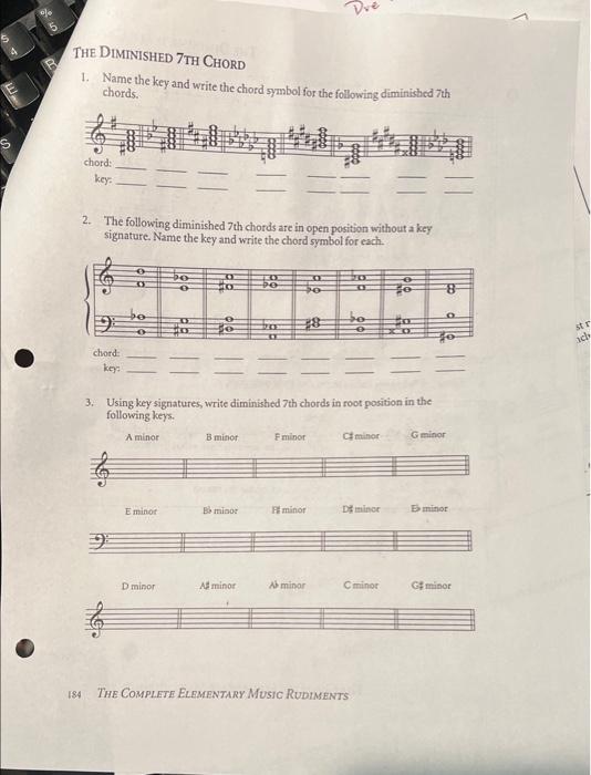 THE DOMINANT 7 TH CHORD 4. Add accidentals to the | Chegg.com