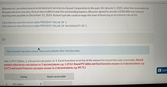Solved Blossom Inc. provided several entertainment services | Chegg.com