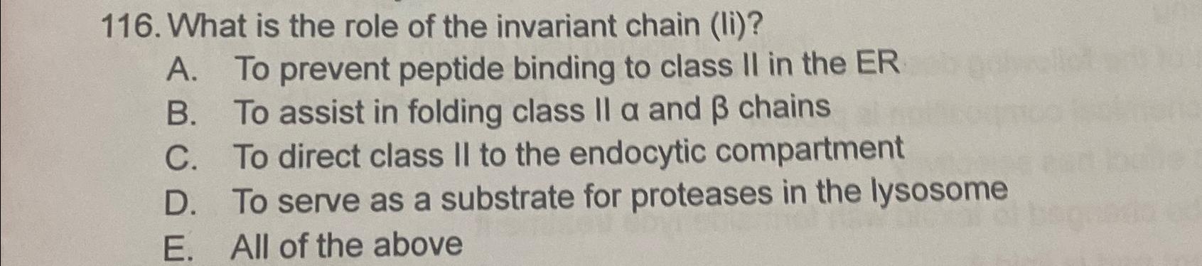 Solved What is the role of the invariant chain (li)?A. ﻿To | Chegg.com