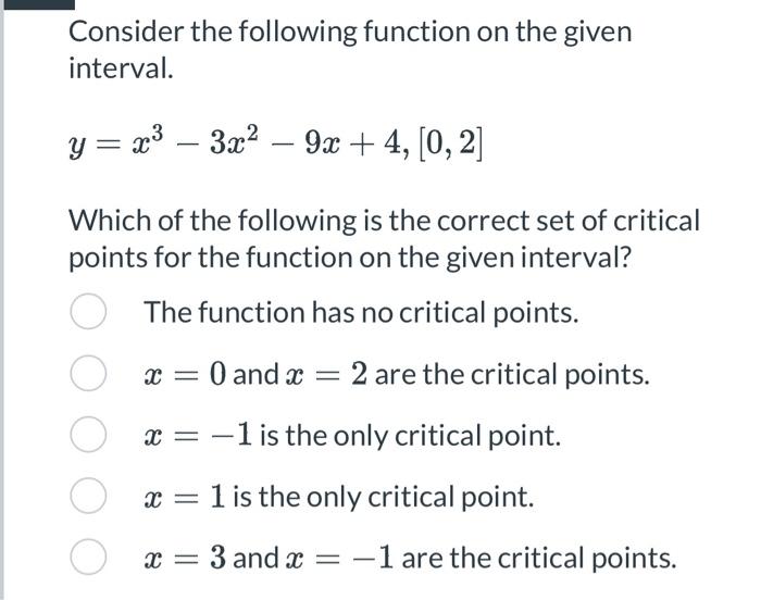 Solved Consider the following function on the given | Chegg.com