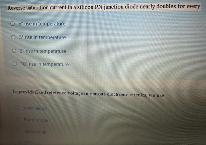 Solved Reverse saturation current in a silicon PN junction | Chegg.com