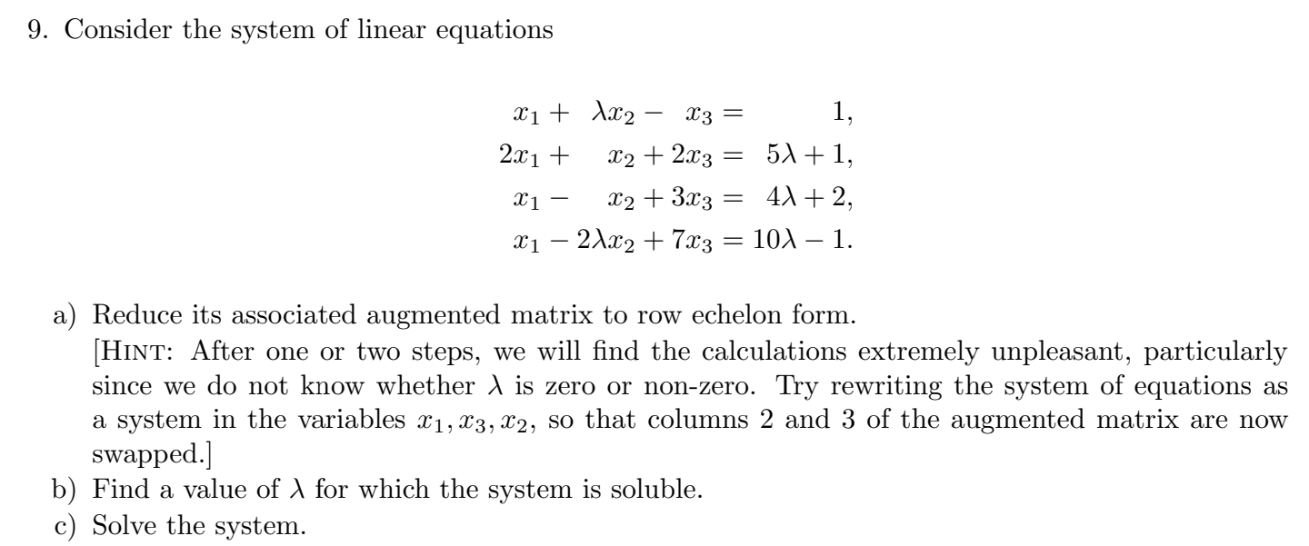 Solved Consider the system of linear | Chegg.com