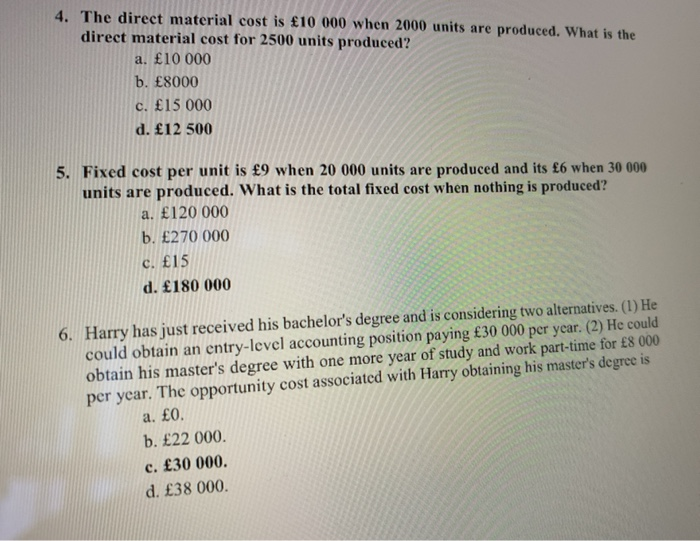 Solved 3. If production volume increases from 8000 to 10 000 | Chegg.com