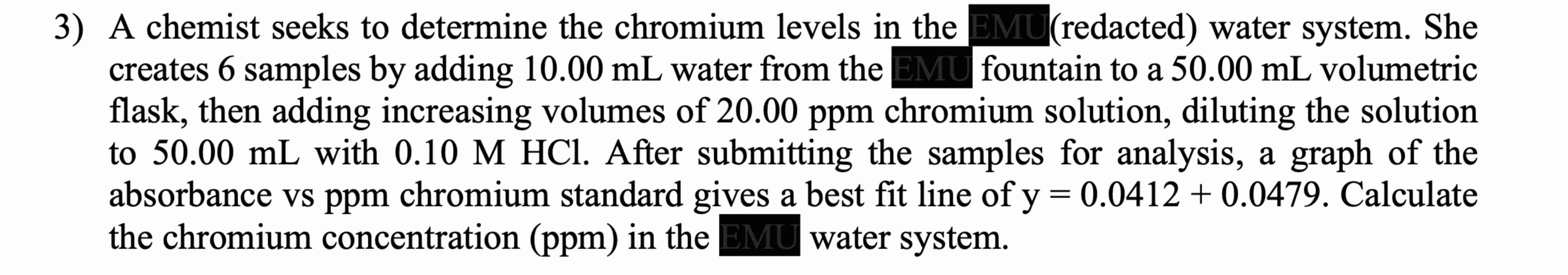 Solved A chemist seeks to determine the chromium levels in | Chegg.com