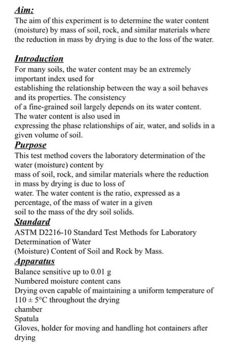 Solved This is a lab report about "water content" I want you | Chegg.com