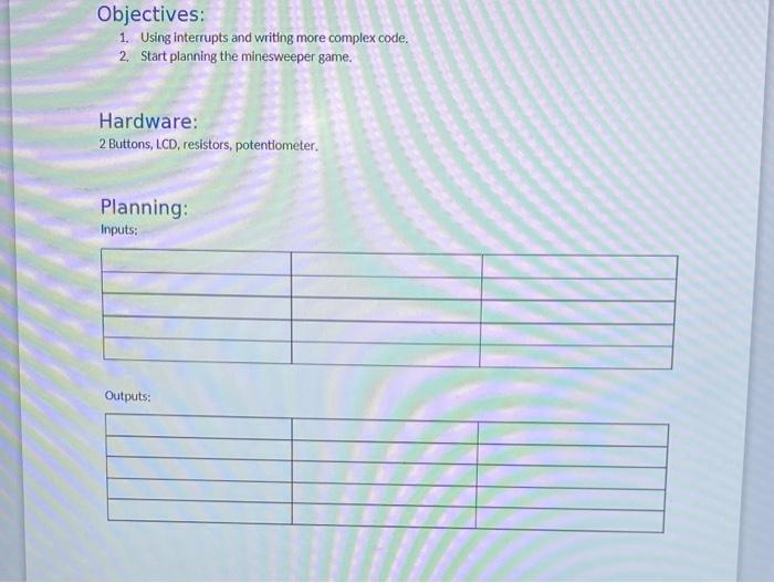 Objectives: 1. Using interrupts and writing more | Chegg.com