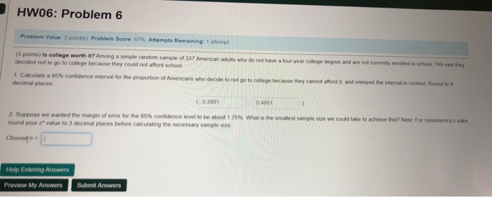 Solved HW06: Problem 6 Problem Value 3 points) Problem Score | Chegg.com