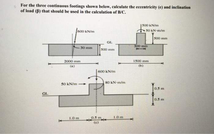 Solved For the three continuous footings shown below, | Chegg.com