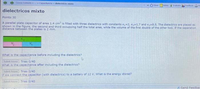 Solved Cotone - Capacitans dielectricos mixto Note | Chegg.com