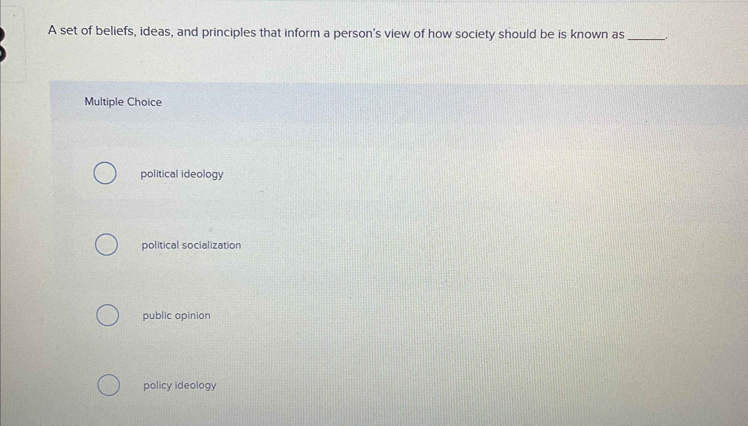 Solved A set of beliefs, ideas, and principles that inform a | Chegg.com