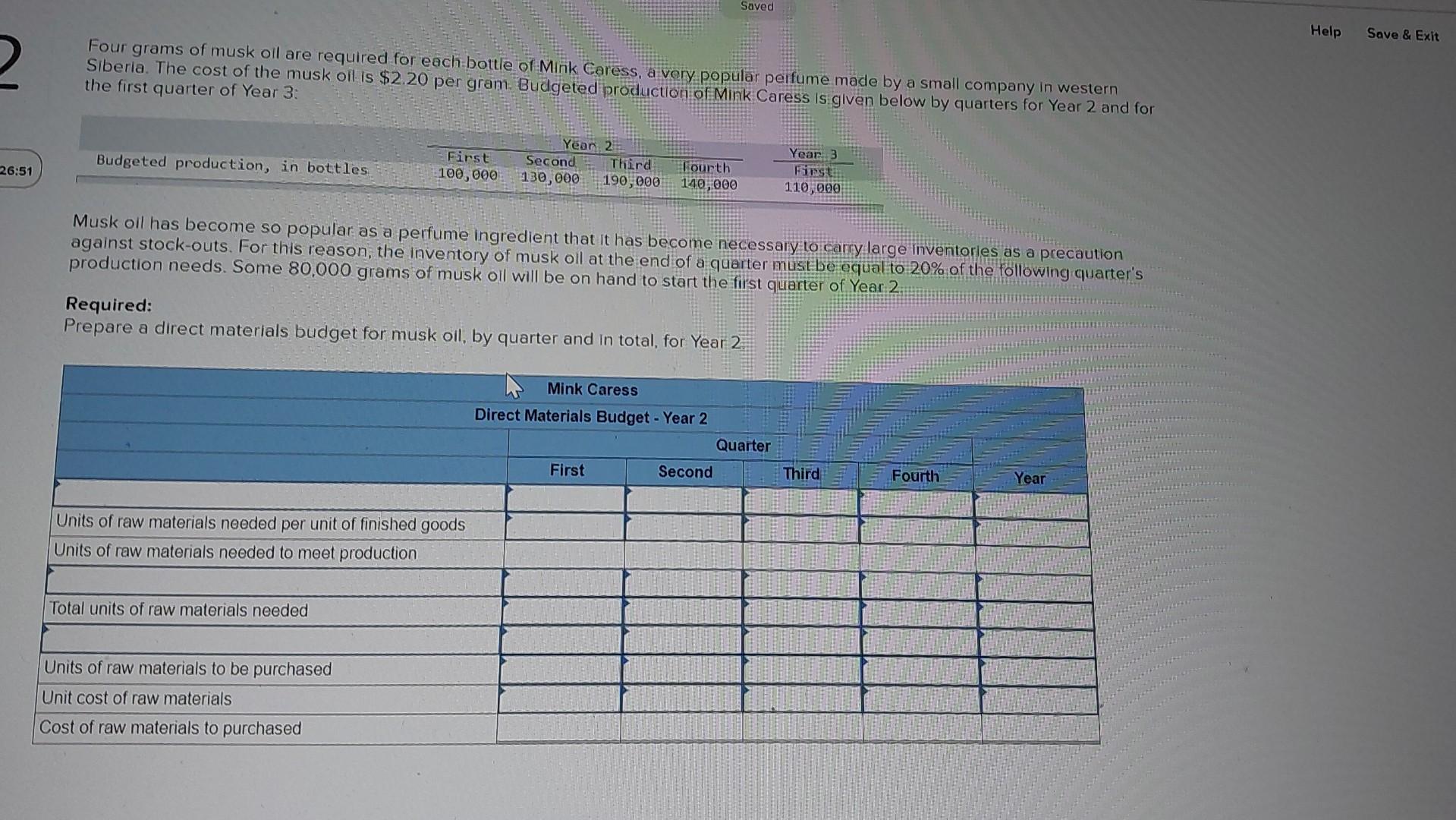 Solved Four grams of musk oll are required for each bottle | Chegg.com