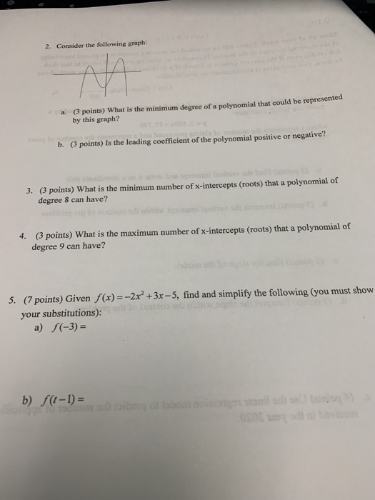 Solved 2. Consider the following graph: a. (3 points) What | Chegg.com