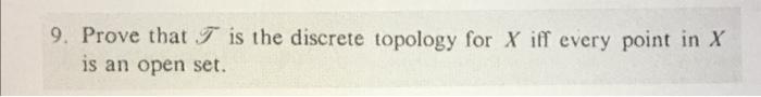 Solved 9. Prove that J is the discrete topology for X iff | Chegg.com