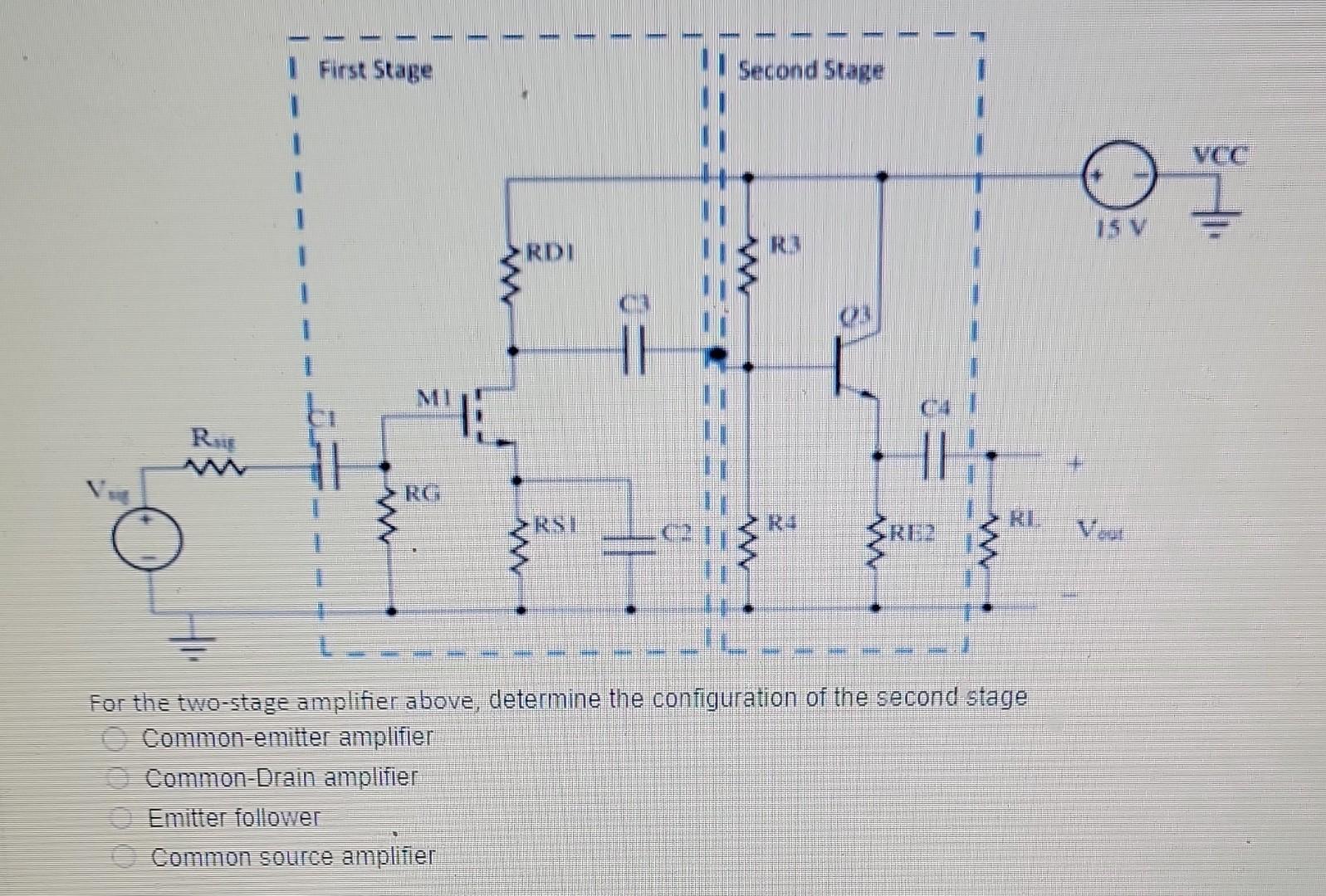 Solved For the two-stage amplifier above, determine the | Chegg.com