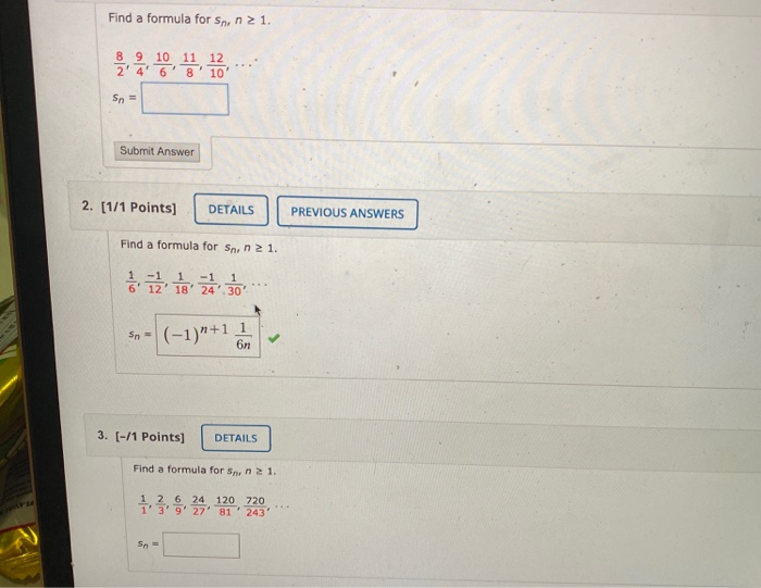 Solved Find a formula for Sn, n 2 1. 8 9 10 11 12 2' 4 6 8 | Chegg.com
