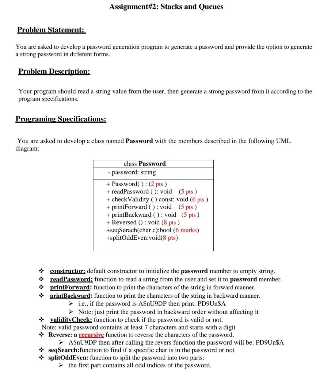 Solved Assignment#2: Stacks and Queues Problem Statement: | Chegg.com