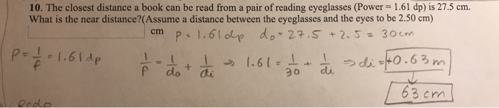 Solved 10. The closest distance a book can be read from a | Chegg.com