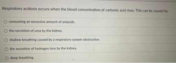 Solved The loss of bicarbonate ions from the body through | Chegg.com