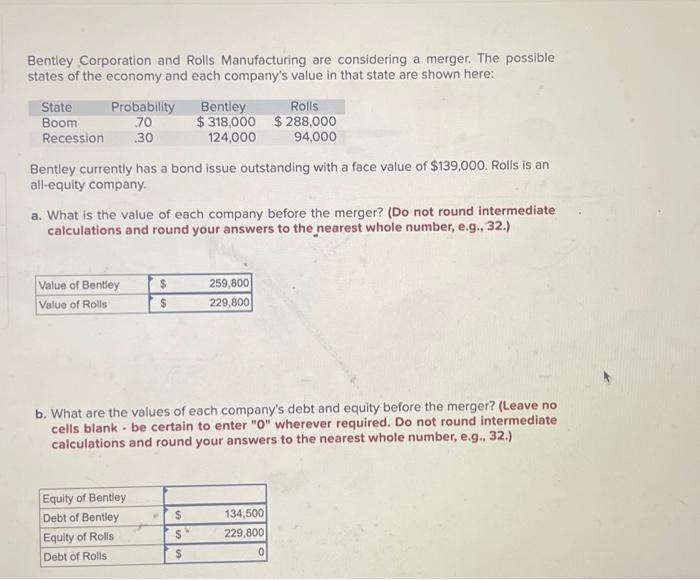 Solved Bentley Corporation and Rolls Manufacturing are | Chegg.com