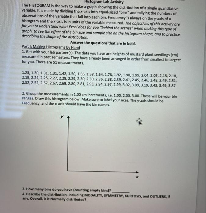 Solved Histogram Lab Activity The Histogram Is The Way To Chegg