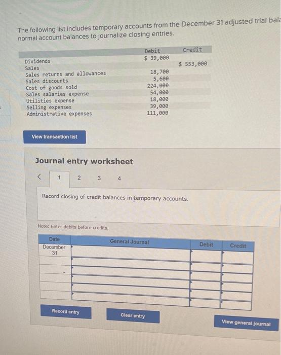Solved The following list includes temporary accounts from | Chegg.com